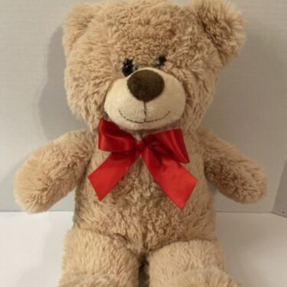 Toys | Kellytoy Plush Teddy Bear Brown With Red Bow 19 Stuffed Animal ...